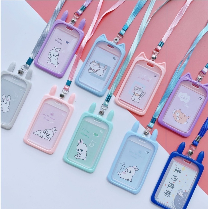 Jual Name Tag Lanyard Motif Kucing Kelinci / Gantungan Kartu E-Money ...