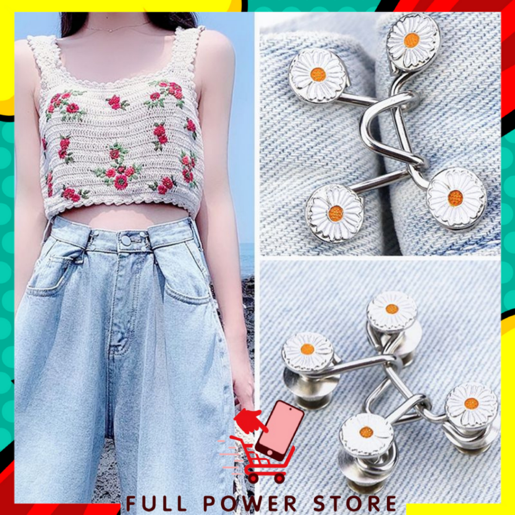 Jual FPS Kancing Jeans Logam Simple Adjustable Motif Bunga Daisy Kait ...