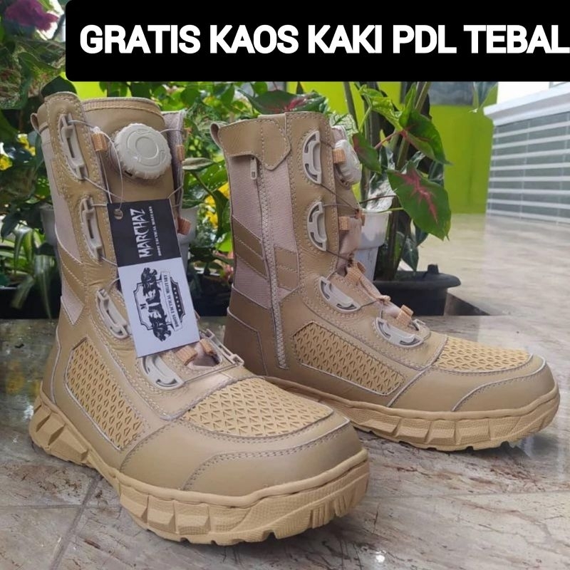 Jual Sepatu PDL Tali Putar Warna Cream Gurun Kulit Sapi Asli ...
