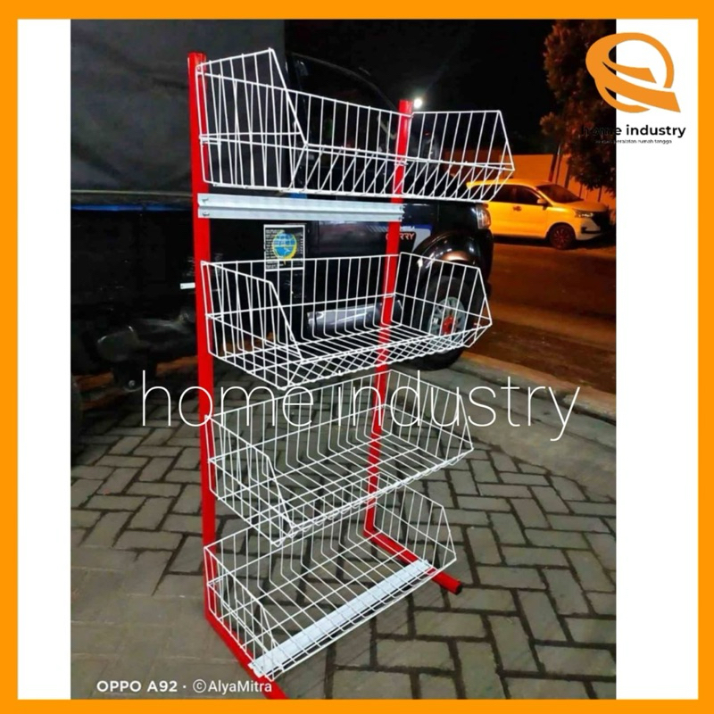 Jual RAK CEKER BESI MERAH RK 402/RAK MINIMARKET/RAK BESI TEBAL/RAK ...