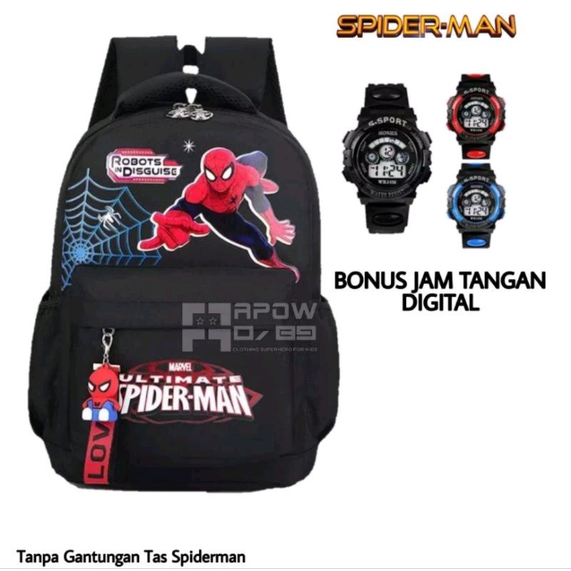 Jual Tas ransel anak Motif Spiderman Tas Sekolah anak TK SD Gratis Jam Tangan | Shopee Indonesia