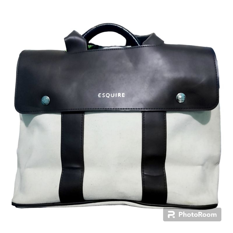 Jual ESQUIRE TOP HANDBAG ORIGINAL AUTENTIC KANVAS MIX KULIT ASLI ...