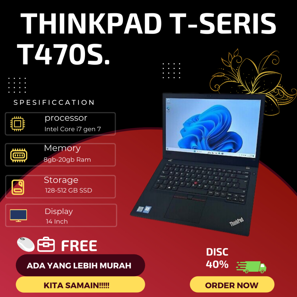 Jual Laptop Lenovo Thinkpad T470s Core i7 Gen 6 & T470 Core i7 Gen 7 ...