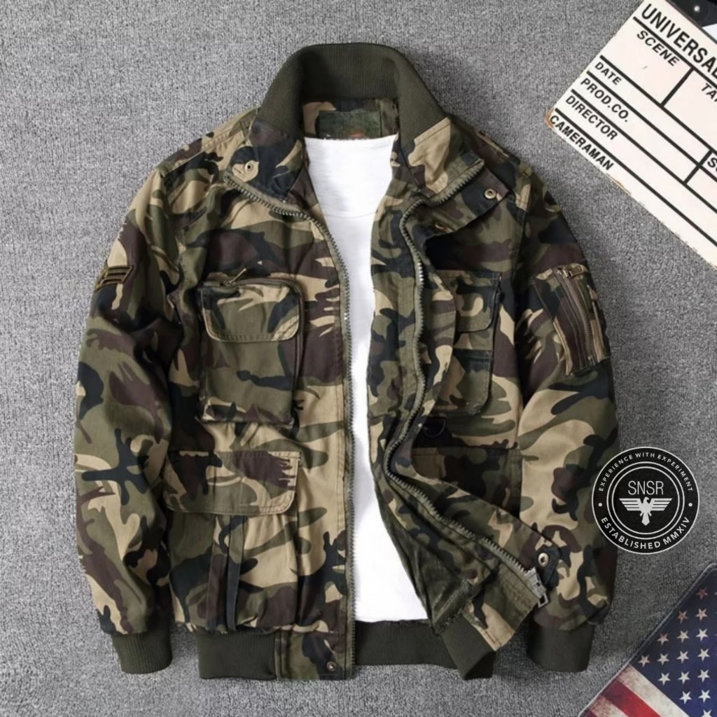 Jual Jaket Bomber Camo Bahan Kanvas - Jaket Loreng Pria Army - Jaket ...