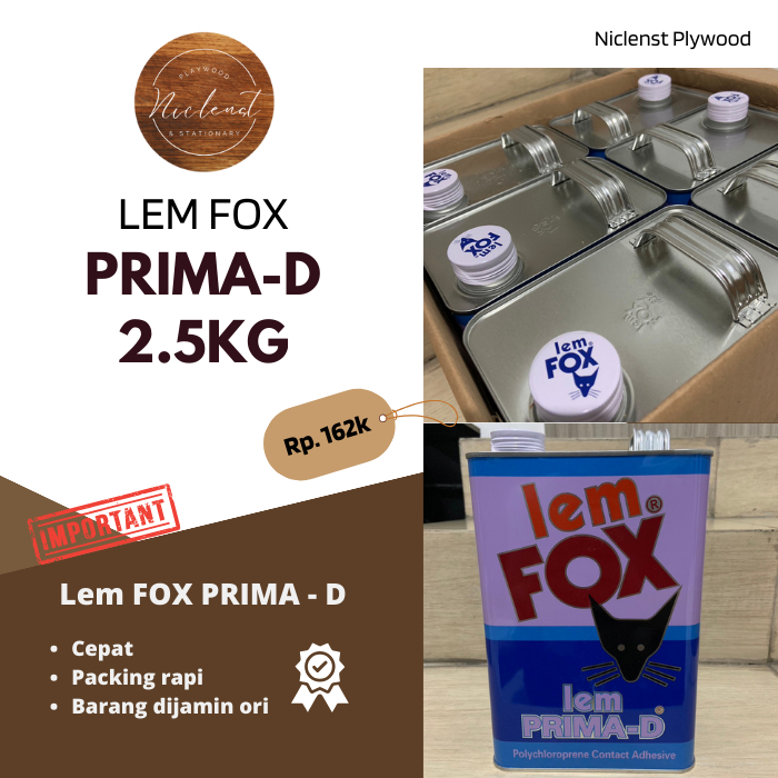 Jual lem kuning / lem kayu / lem hpl / lem vinyl fox prima d 2,5kg ...