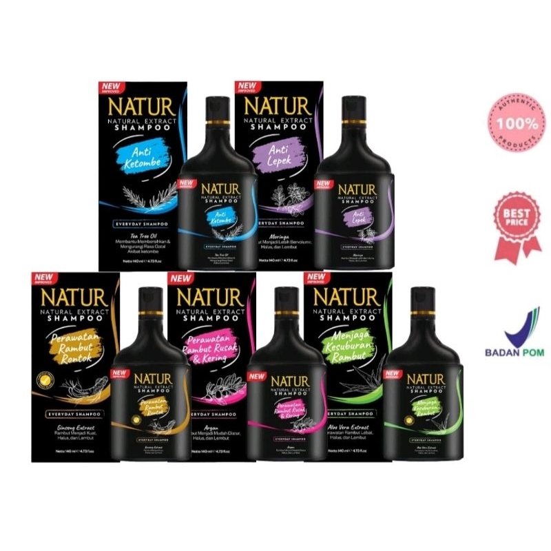 Jual NATUR NATURAL EXTRACT SHAMPO 140ML & NATUR CONDITIONER 165 ...