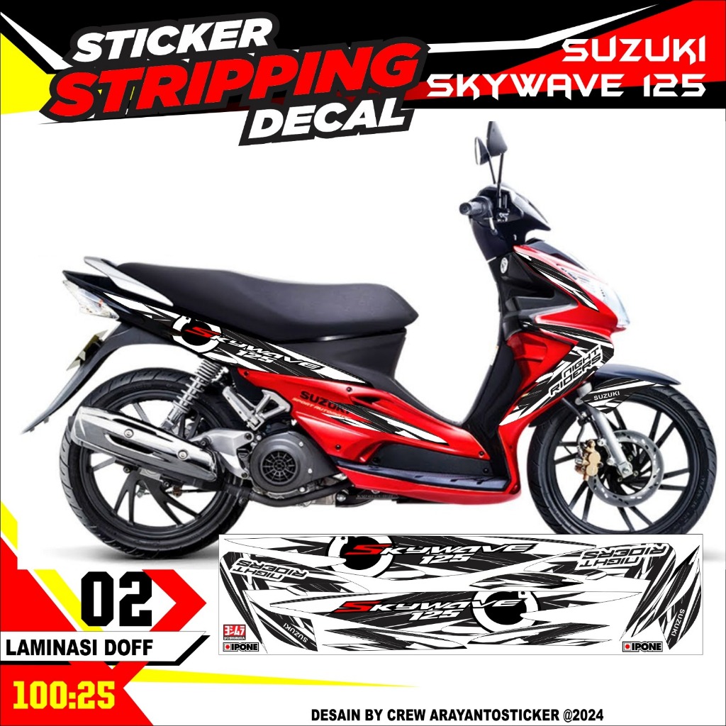 Jual Sticker Striping Suzuki Skywave 125 Variasi QLA05 night riders ...