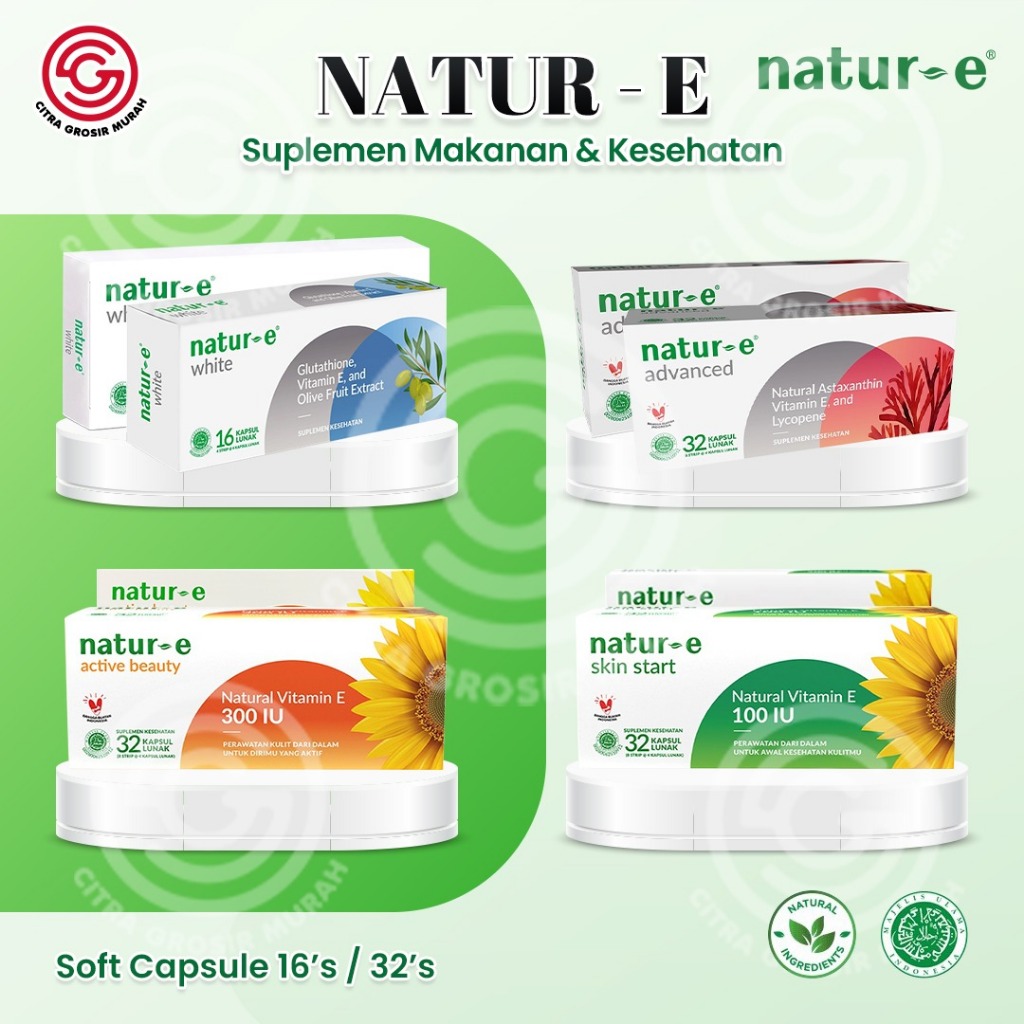 Jual NATUR-E Suplemen Soft Capsule White 16s 32s || 100 IU 16s 32s ...