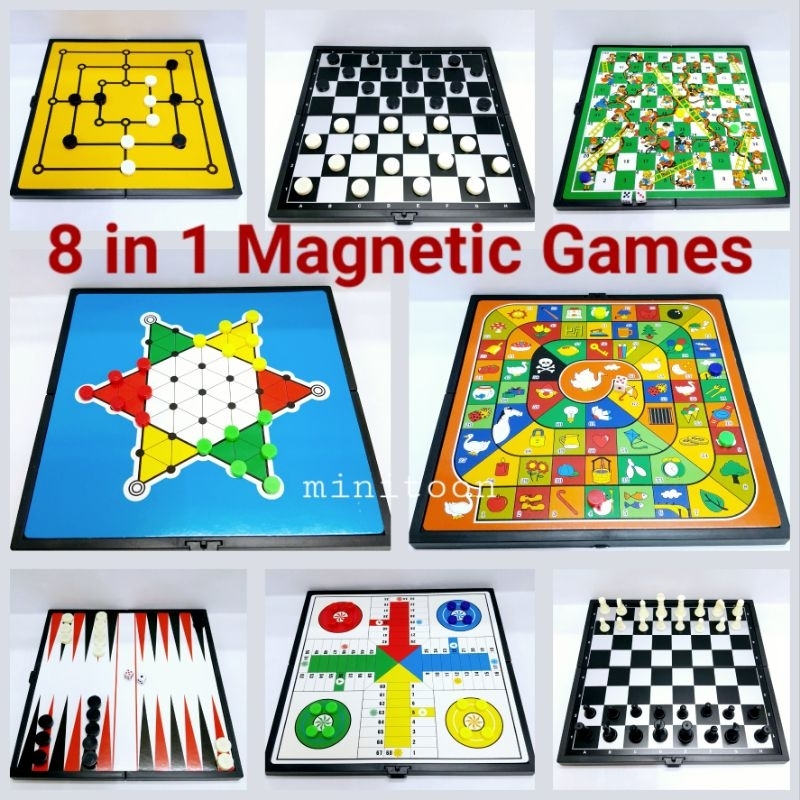 Jual MAGNETIC GAMES 18 in 1 / 5 in 1 ULAR TANGGA HALMA LUDO MAGNET ...