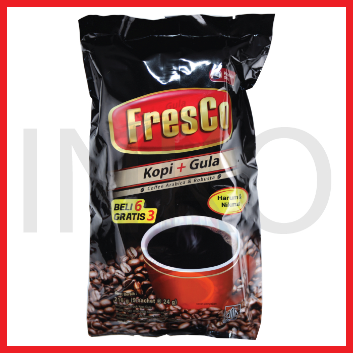 Jual FRESCO KOPI GULA COFFEE ARABICA ROBUSTA BAG 9X24GR | Shopee Indonesia