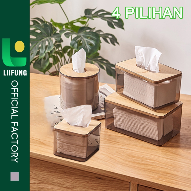 Jual Kotak Tisu Tissue Box Elegan dengan Tutup Kayu / Organizer Meja ...