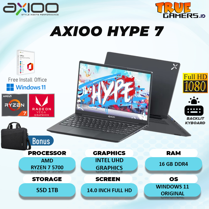 Jual Laptop AXIOO HYPE 7 X7 AMD Ryzen 7 5700U 16GB 1TB SSD 14" FHD IPS ...