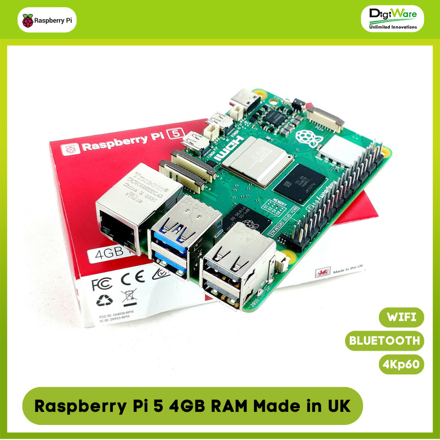 Jual Raspberry Pi 5 4GB RAM Made in UK | Mini PC Raspi 5 | raspberry Pi ...