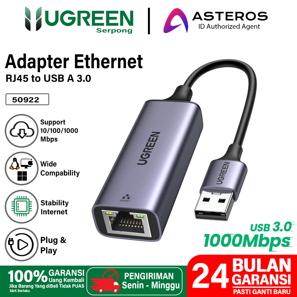 Jual UGREEN Gigabit USB 3.0 to Lan RJ45 Adapter Ethernet Network ...