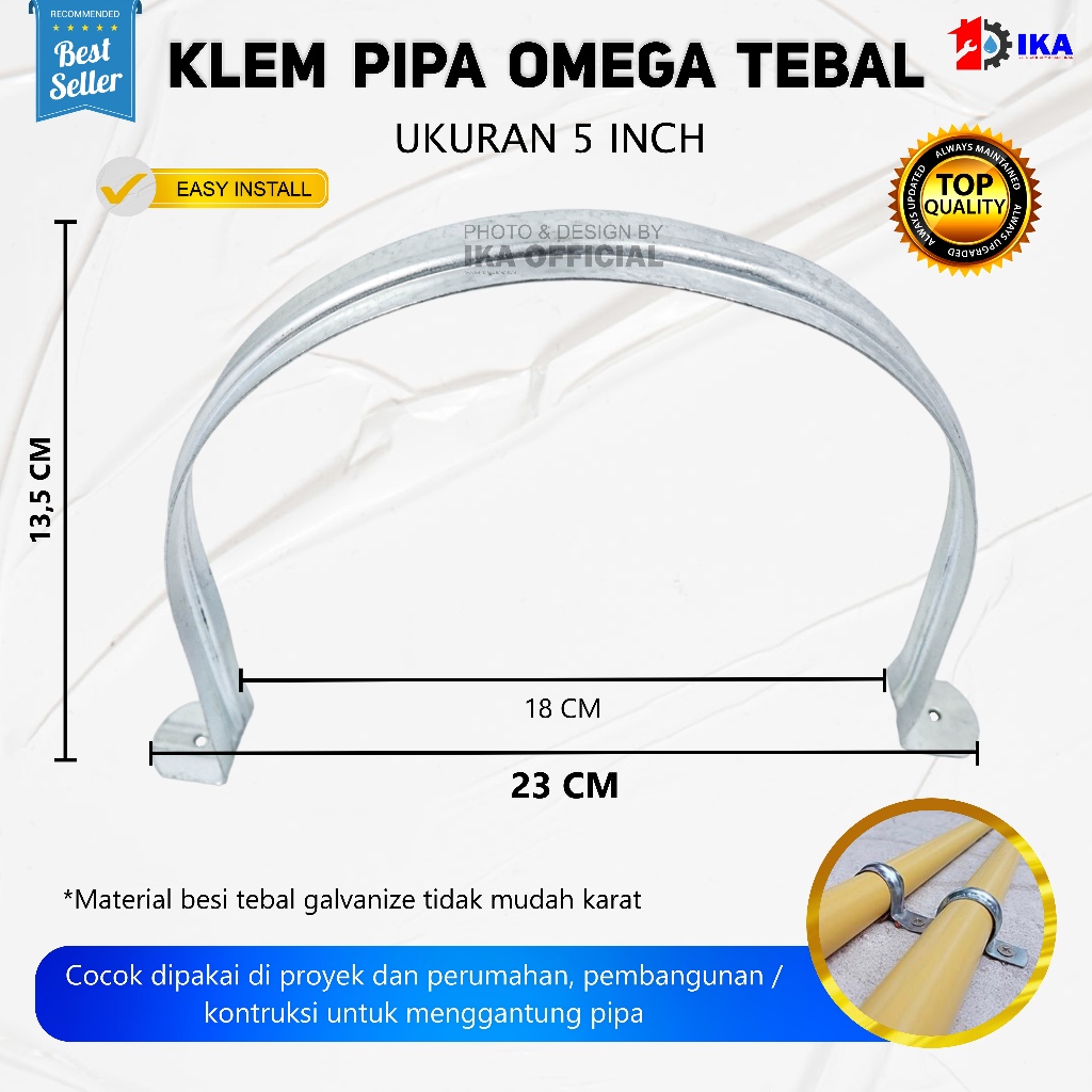 Jual klem dinding 5 in flexible ducting klem omega 5 inci klem pipa 5 ...
