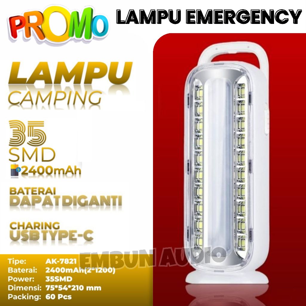 Jual Lampu Emergency LED 35 SMD / Lampu Camping AOKI AK-7821 dengan ...