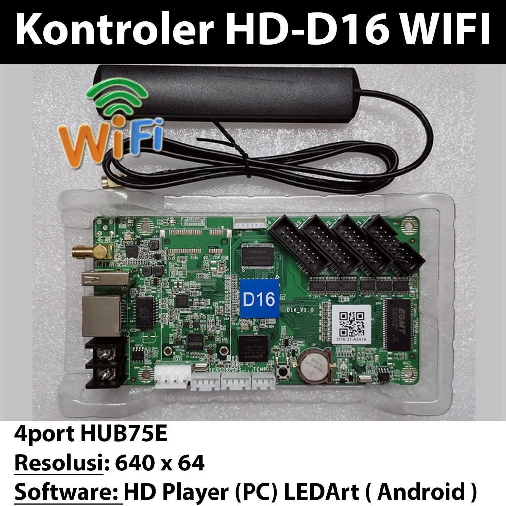 Jual Kontroler Full Color Huidu HD-D16 WIFI HD D16 LAN Videotron ...