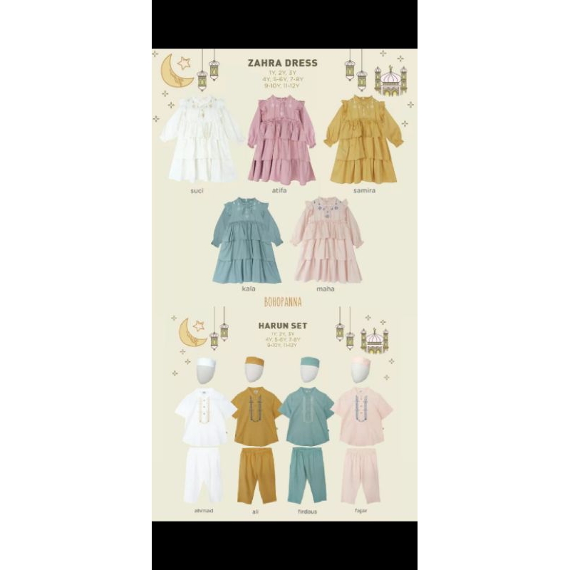 Jual BOHOPANNA - ZAHRA DRESS DAN HARUN SET KIDS | Shopee Indonesia