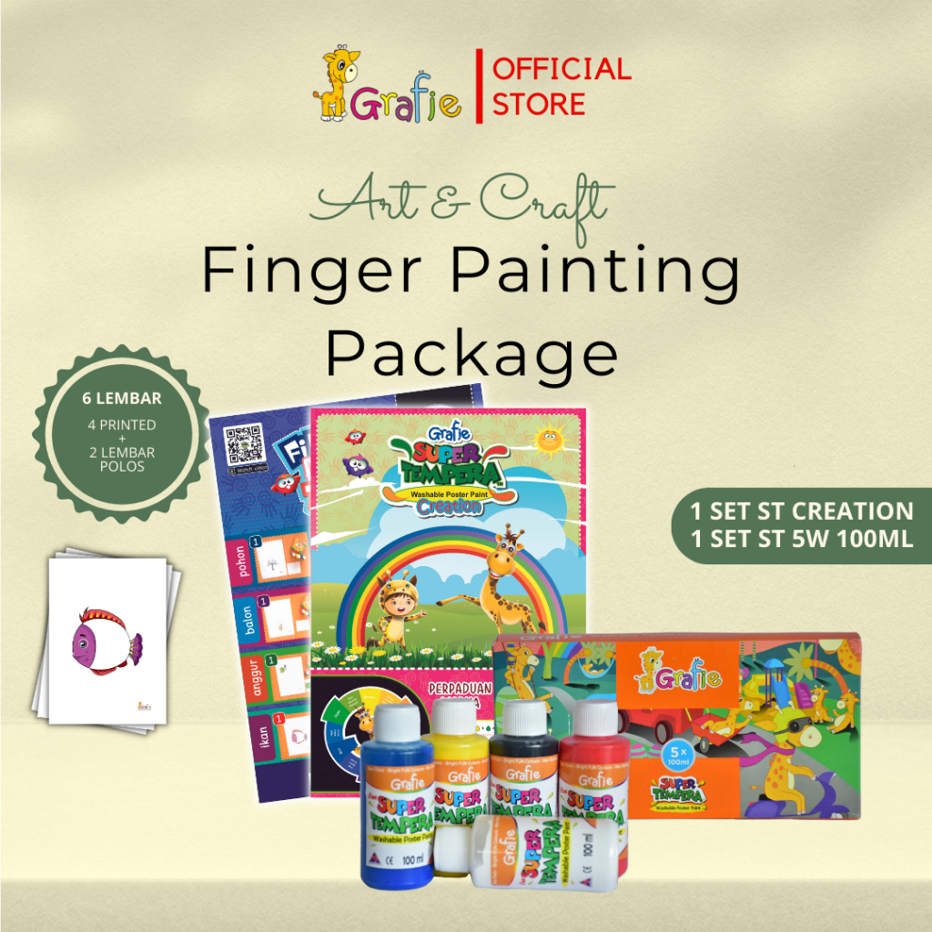 Jual GRAFIE Paket Melukis Finger Painting 5 Color 100ml | Shopee Indonesia