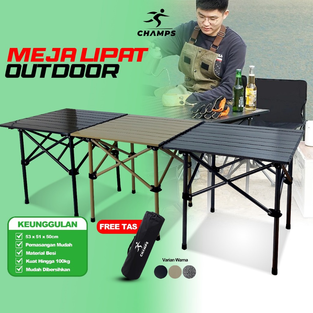 Jual CHAMPS Meja Lipat Outdoor Aluminium Meja Lipat Camping Meja Lipat ...