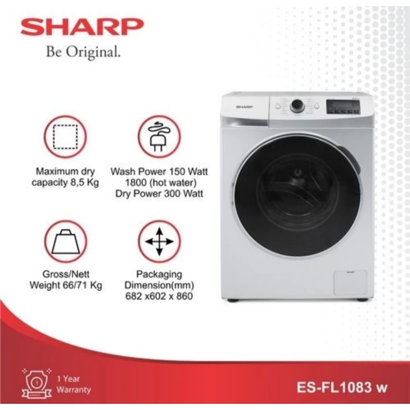 Jual MESIN CUCI FRONT LOADING SHARP 8KG ESFL-1083 8 KG 1TABUNG ...