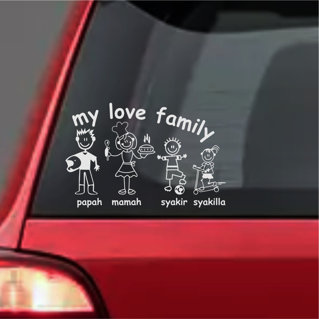Jual CUTTING STIKER MOBIL STIKER HAPPY FAMILY STICKER KACA MOBIL ...