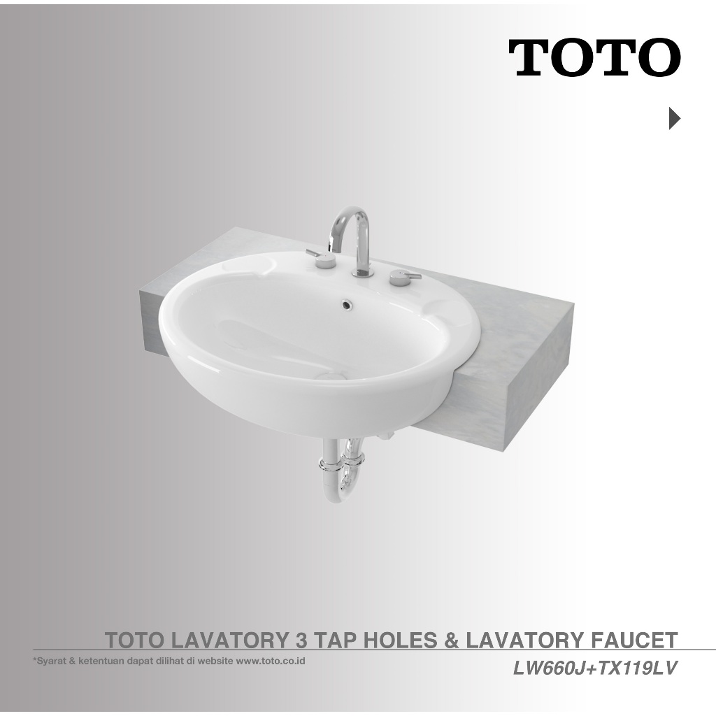 Jual TOTO Lavatory 3 Tap Holes Complete Set LW660J+TX119LV | Wastafel | Shopee Indonesia