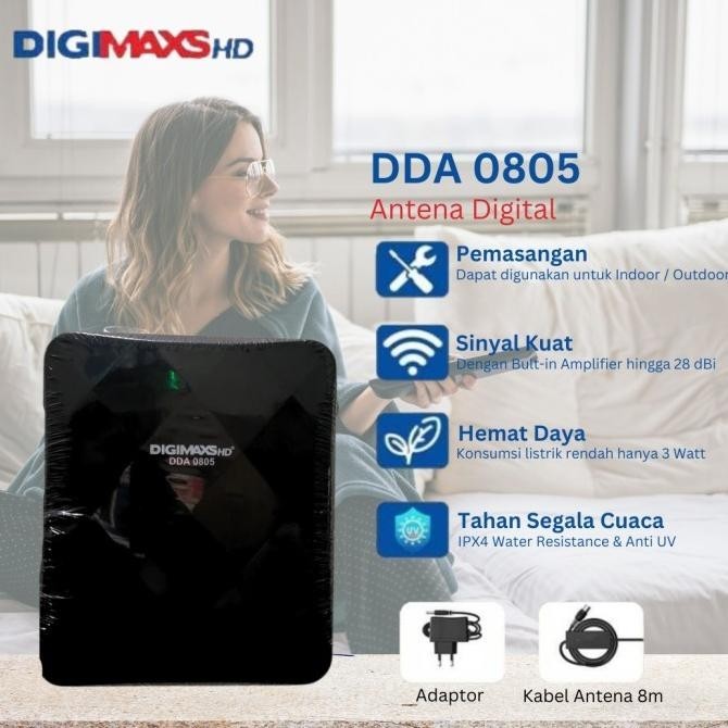 Jual Digimax Antena TV Digital Indoor Outdoor Booster + Kabel 8 Meter Digimax 0805 | Shopee ...