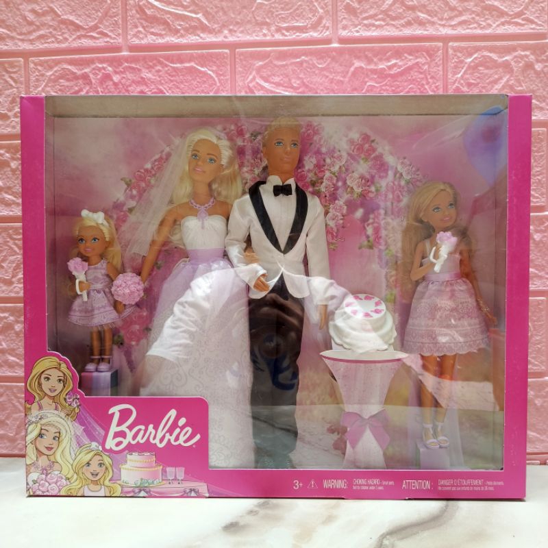 Jual Barbie Wedding Set with Bride and Groom Stacie Chelsea Doll ...