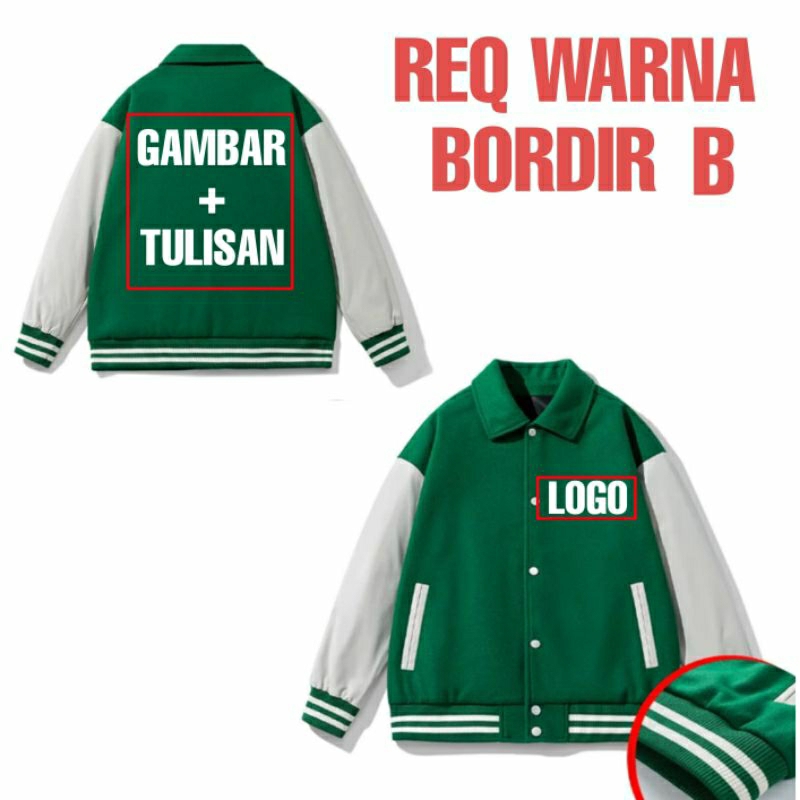 Jual Varsity Kerah Custom Bordir dan warna 1an | Shopee Indonesia