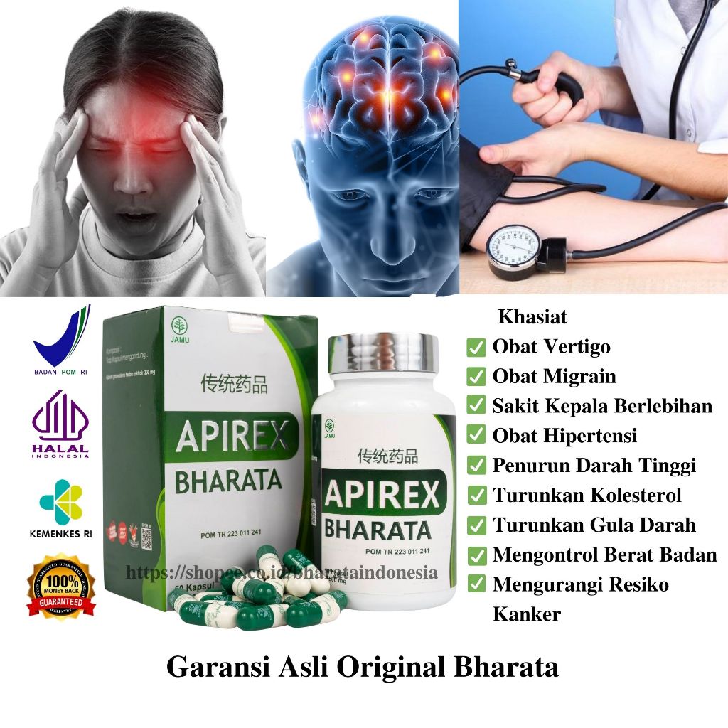 Jual Obat Sakit Kepala Berlebihan Vertigo Migrain Ampuh APIREX BHARATA ...