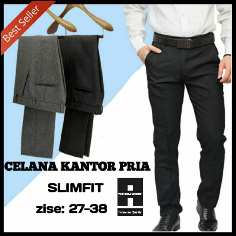 Jual CELANA KANTOR FORMAL PRIA SLIM FIT BAHAN DASAR KAIN WOLL KUALITAS | Shopee Indonesia