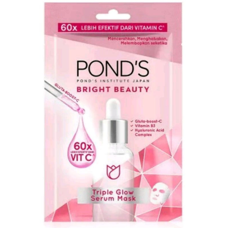 Jual PONDS BRIGHT BEAUTY TRIPLE GLOW SERUM MASK 20g | Shopee Indonesia