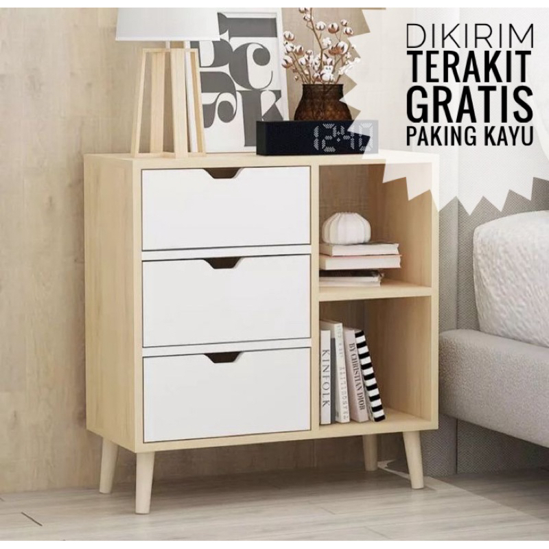 Jual Nakas serbaguna rak buku nakas minimalis nakas terakit | Shopee ...