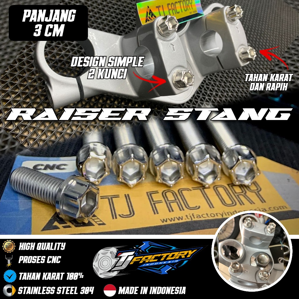 Jual 1 Set Baut Stainless CNC Raiser Stang 2 kunci Klem Stang RX KING ...