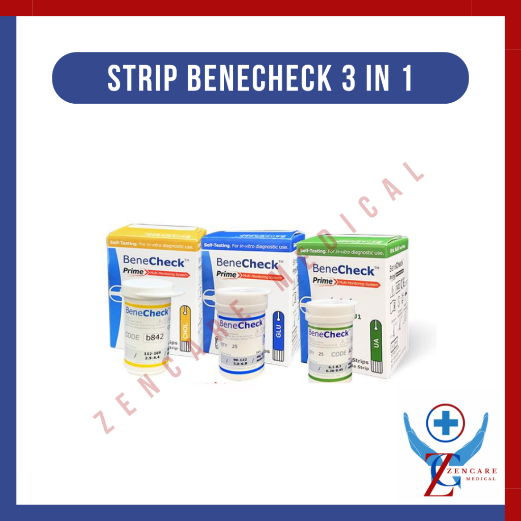 Jual Strip BeneCheck 3 In 1 Set ( Gula Darah - Kolestrol - Asam Urat ...