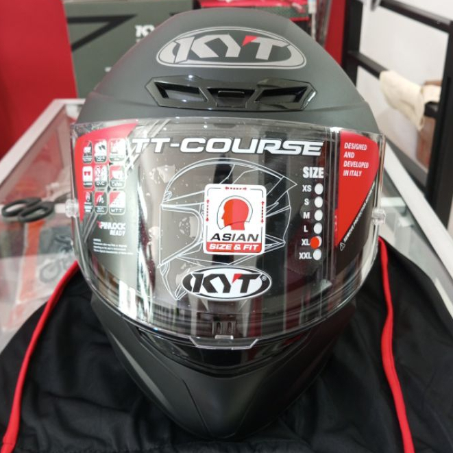 Jual KYT TT Course Solid Hitam Doff Original | Helm Full Face | Shopee ...