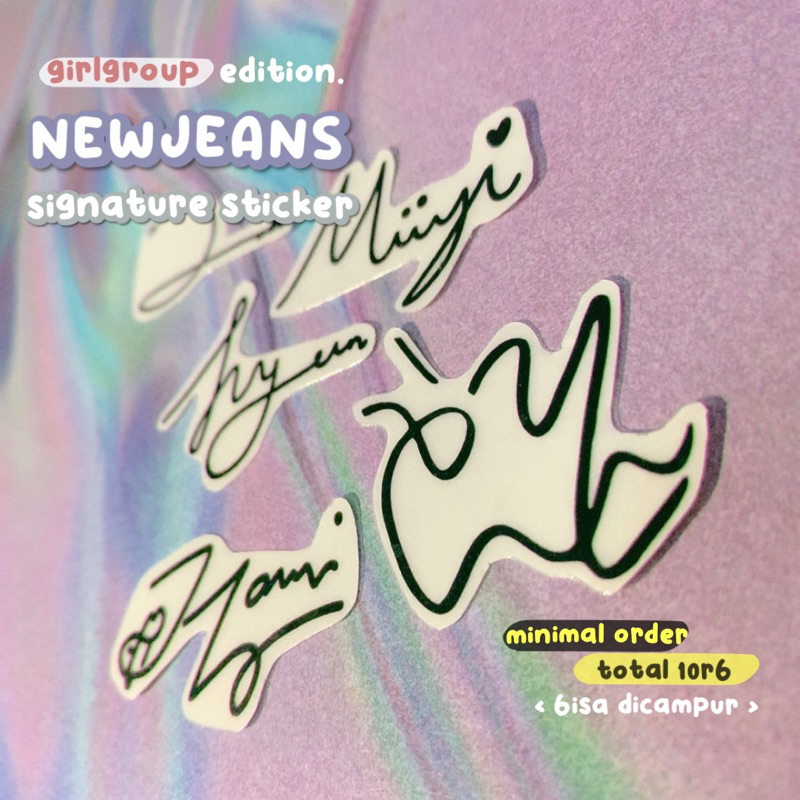 Jual newjeans signature sticker ♡ stiker transparan ttd tandatangan ...