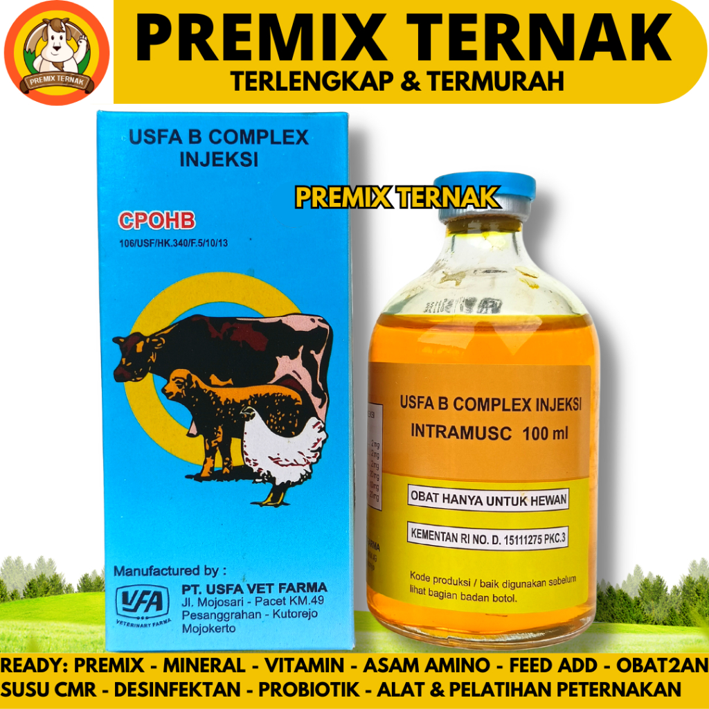 Jual USFA B COMPLEX INJEKSI 100 ML- VITAMIN B KOMPLEKS 100 ML HEWAN ...