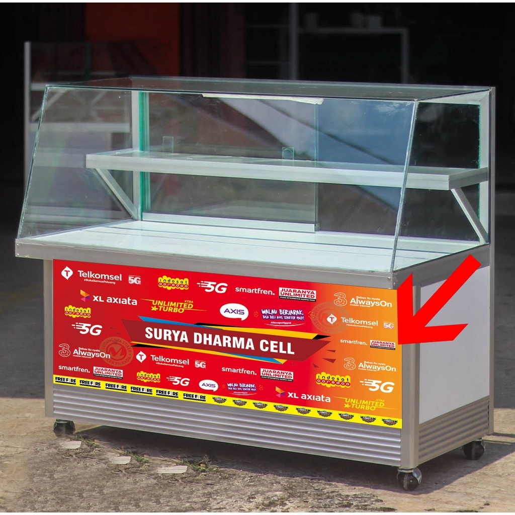 Jual STIKER VINYL BAGIAN BAWAH ETALASE PULSA MODEL 2 KECIL (CUSTOM NAMA ...