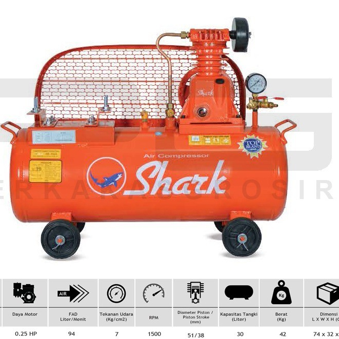 Jual Kompresor Shark 1/4 Hp Unloading / Kompresor Angin Shark 1/4 PK ...