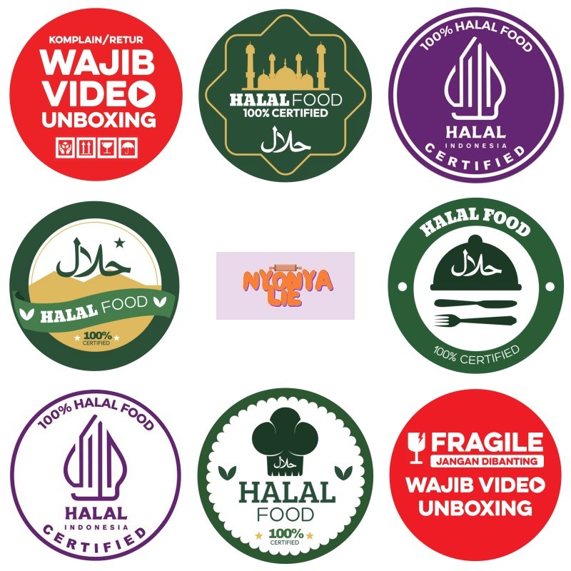 Jual FH003 Sticker Label 2,5 Cm HALAL FOOD FRAGILE WAJIB VIDEO UNBOXING ...