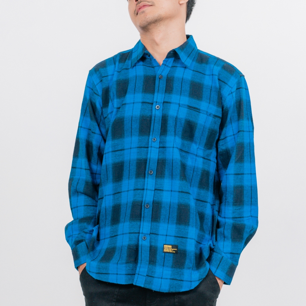 Jual Screamous Kemeja Flannel NUMERO BLUE BLACK | Shopee Indonesia