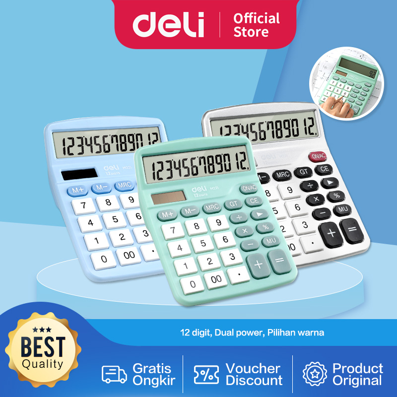Jual Deli Kalkulator Meja / Desktop Calculator Layar 12 Digit Warna Lucu Varian Pastel EM221 ...