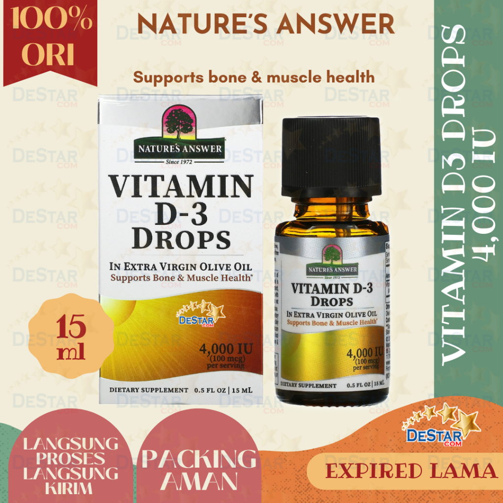Jual NATURE'S ANSWER Vitamin D3 Drops 4000 IU 100 MCG 15 ML | Shopee ...