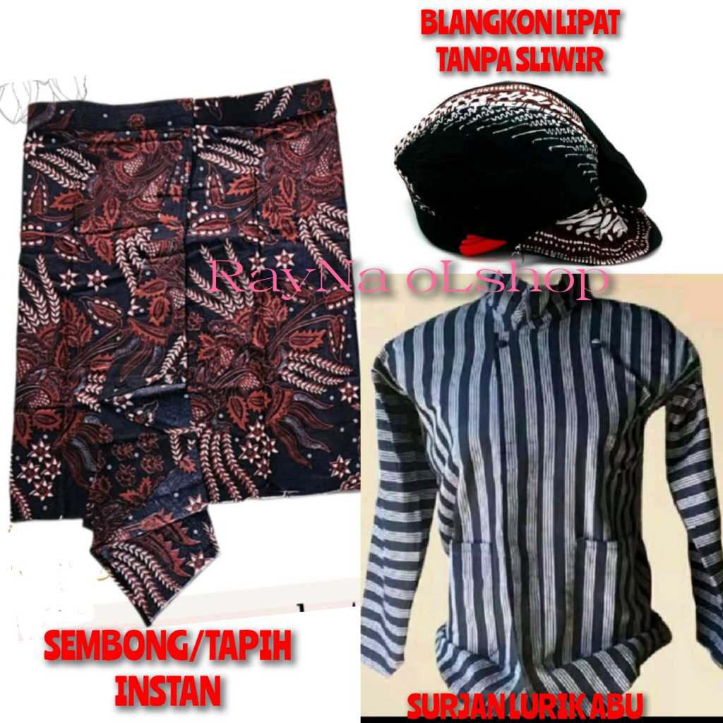 Jual 1 SETELAN BAJU SURJAN LURIK ABU + BLANGKON LIPAY +SEMBONG/TAPIH, PAKAIAN TENUN MODERN ...