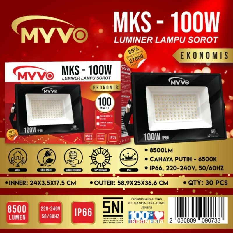 Jual Lampu Sorot Myvo 10w 20w 30w 50w 100w - Flood Light Myvo Luminer ...