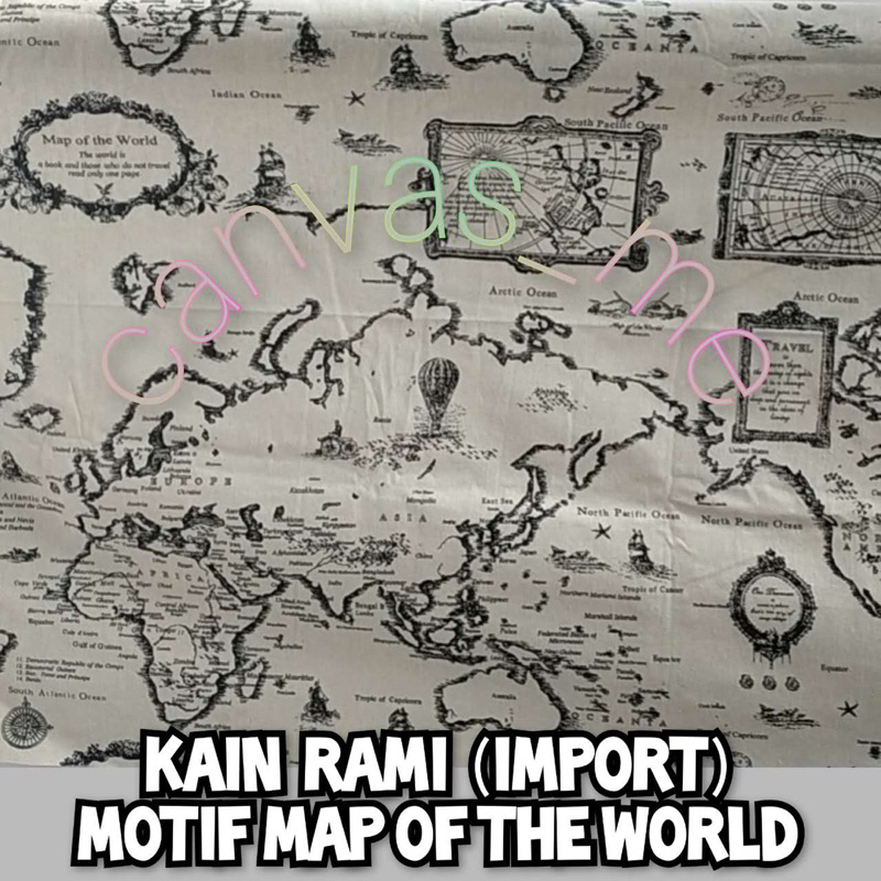 Jual Kain Rami motif Map of the World (import) | Shopee Indonesia