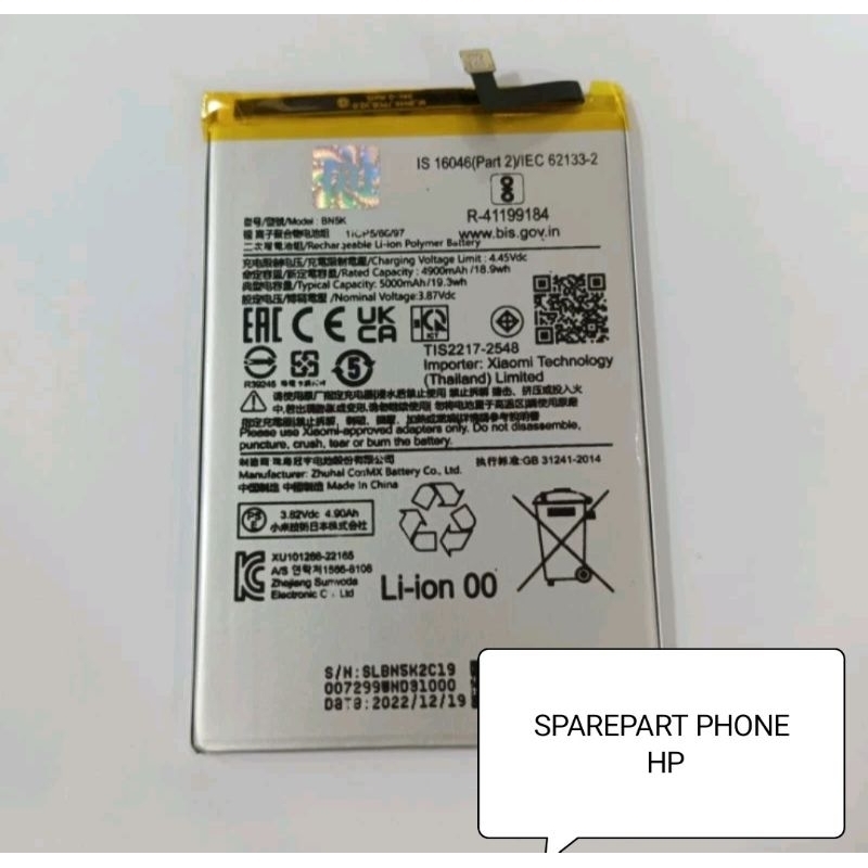 Jual Original Baterai Batre Batray XIAOMI REDMI 12C BN5K ORIGINAL ...