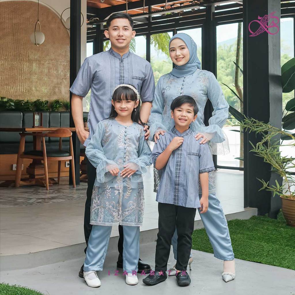 Jual ( Family Set Layla Denim - Raya Collection Izarabatik ) Baju ...